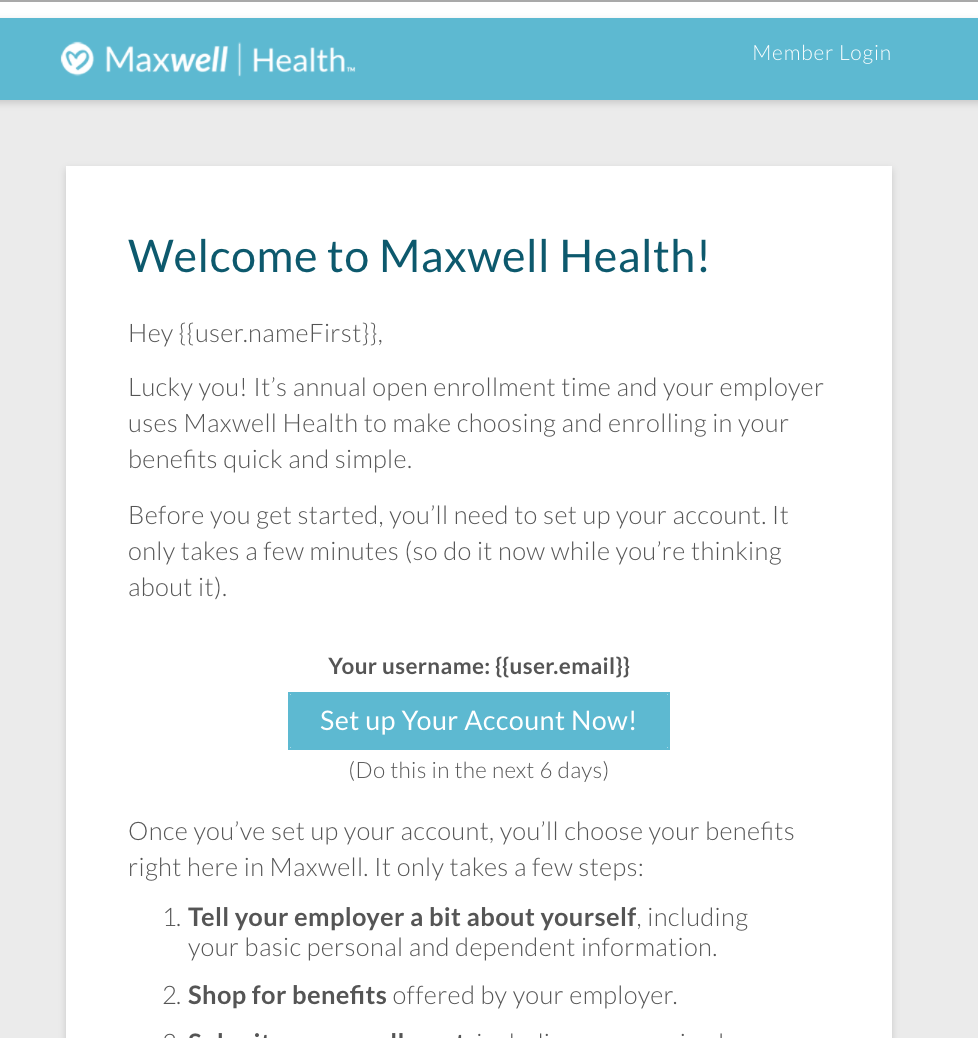 New Hire Benefits Enrollment Email Template
