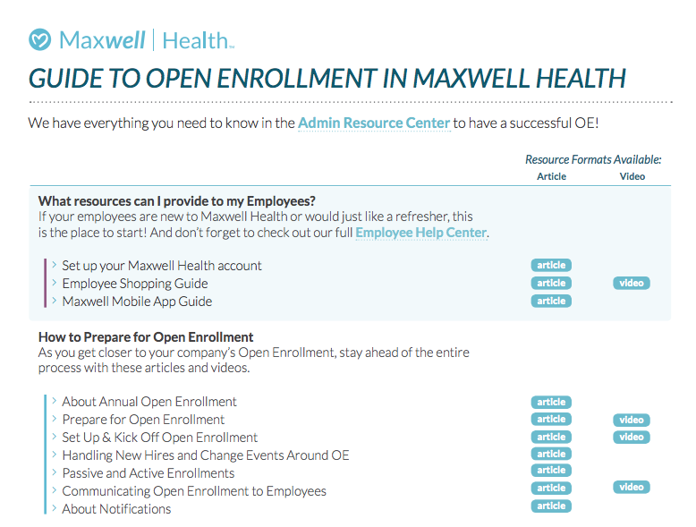 Guide to Open Enrollment in Maxwell Health – Support